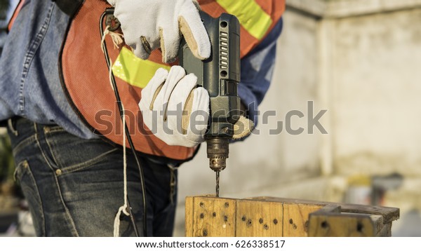 Construction Worker Drill Stock Photo 626338517 | Shutterstock