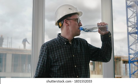 Construction Worker Drinking Water On Location Stock Photo 1831552033 ...