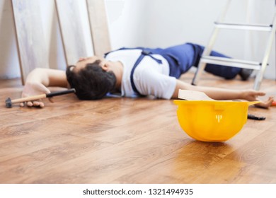 Construction Worker Falling Down Ladder Stock Photo (Edit Now) 1321494935