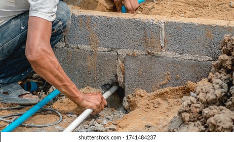 Construction Worker Install Electrical Pvc Pipe Stock Photo 1741484237 ...