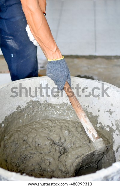 Construction Worker Mixing Cement Stock Photo 480999313 | Shutterstock