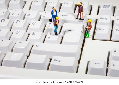 Construction Worker On Keyboard Stock Photo 1968776203 | Shutterstock