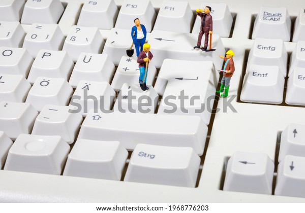 Construction Worker On Keyboard Stock Photo 1968776203 | Shutterstock