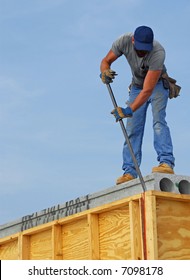 Construction Worker On Rooftop Stock Photo 7098178 | Shutterstock