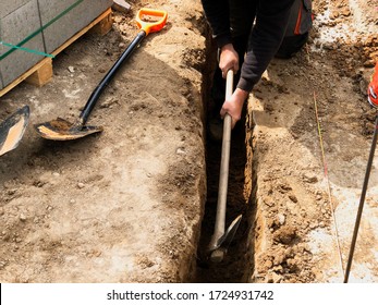 Construction Worker Pickaxe Using Handmade Excavation Stock Photo ...