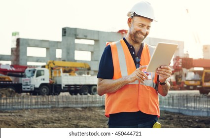Construction Worker Planning Contractor Developer Concept Stock Photo ...