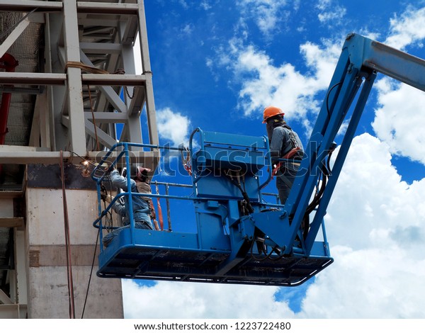 Construction Worker Construction Site Using Lifting Stock Photo (Edit ...