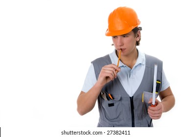 Construction Worker Thinking Isolated Stock Photo 27382411 | Shutterstock