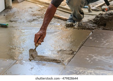 Construction Worker Tiler Tiling Ceramic Tile Stock Photo 479828644 ...