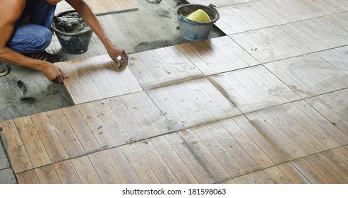 Construction Worker Tiling Floor Stock Photo 181598063 | Shutterstock