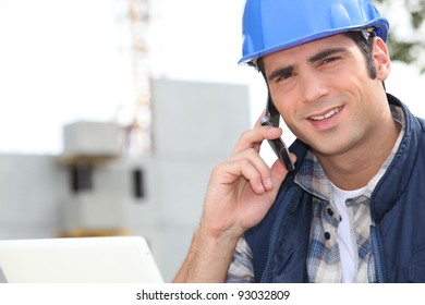 Construction Worker Using Mobile Phone Stock Photo 93032809 | Shutterstock