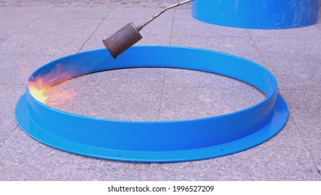 Construction Worker Using Propane Butane Flame Stock Photo 1996527209 ...