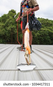 Construction Worker Using Safety Shock Absorber Stock Photo 1034417311 ...