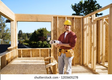 Builder On Building Site Looking Plans Stock Photo 303640970 | Shutterstock
