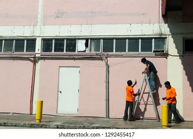 Construction Workers Fixing Cable Line On Stock Photo 1292455417 ...