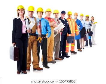 Construction Workers Group Isolated Over White Stock Photo 155495855 ...
