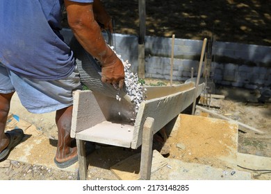 Construction Workers Unloading Rocks Pour Into Stock Photo 2173148285 ...