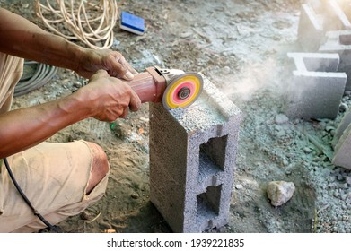 Construction Workers Use Tools Cut Bricks Stock Photo (Edit Now) 1938271267