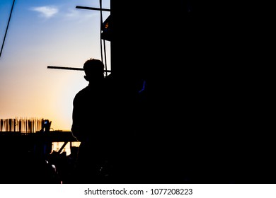 Construction Workers Work Sunset Stock Photo 1077208223 | Shutterstock