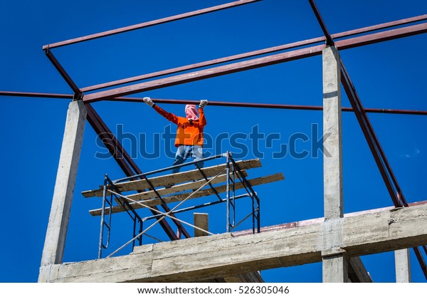 Construction Workers Working On High Risk Stock Photo 526305046 ...