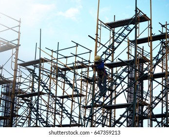 Construction Workers Working On Scaffolding Stock Photo 100459429 ...