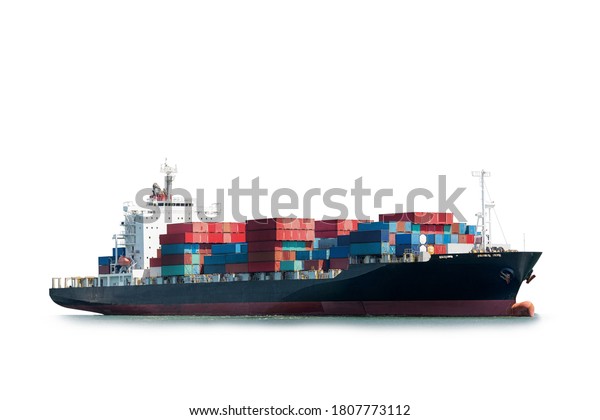 Container Cargo Ship Isolated On White Stock Photo 1807773112 ...