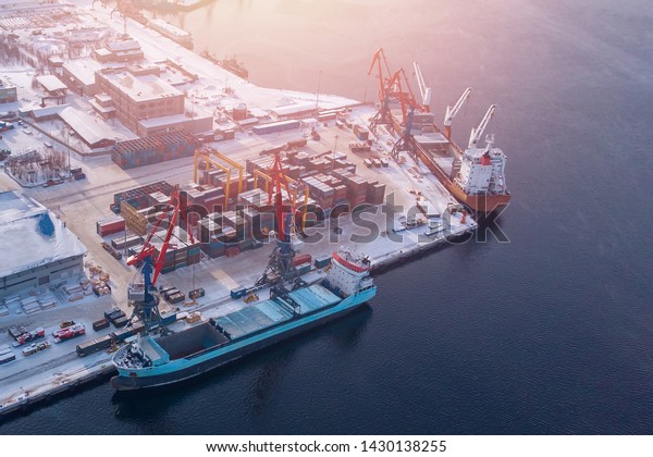 Container Cargo Ship Loading North Arctic Stock Photo 1430138255 ...