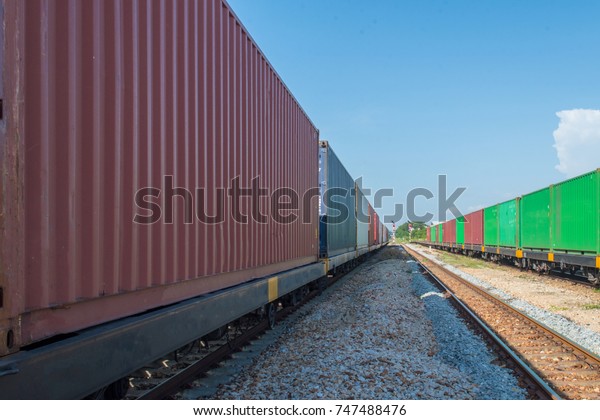 Container Freight Train Station Containers Logistics Stock Photo ...