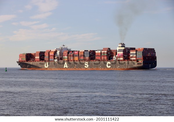Container Ship Alula Will Pass Cuxhaven Stock Photo 2031111422 ...
