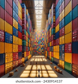 Large 9 Formed Cargo Containers Stacked AI-generated image 2558054931 ...