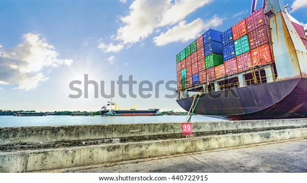 Containers Cargo Back Side Container Ship Stock Photo 440722915 ...