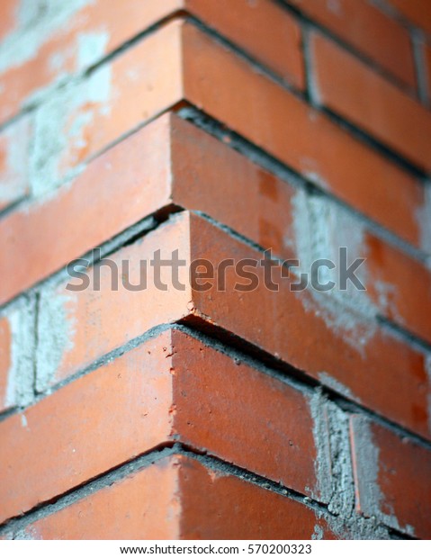 Corner Brickwork Sticking Brick Closeup Stock Photo 570200323 ...