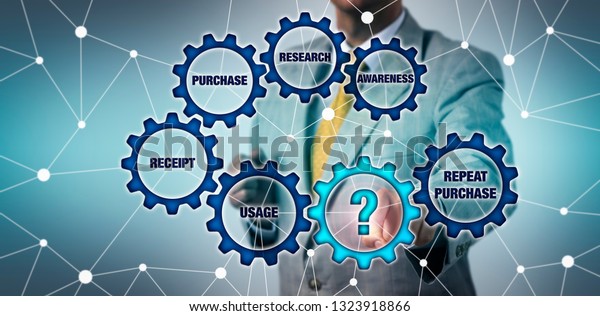 Corporate Marketer Touching Question Mark Cog Stock Photo (Edit Now ...
