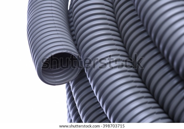 Corrugated Pipe Installation Electrical Cable Isolated Stock Photo ...