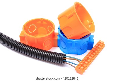 Corrugated Plastic Pipe Electrical Cable Connection Stock Photo ...
