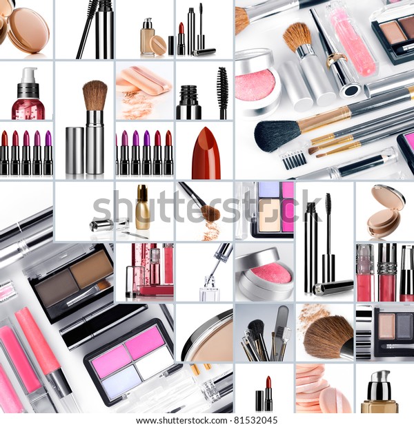 Cosmetic Theme Collage Composed Different Image Stock Photo 81532045 ...
