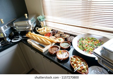 Counter Full Different Tapas Bread Salad Stock Photo 1157270800 ...