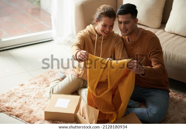 Couple Getting Parcel Clothes Stock Photo 2128180934 | Shutterstock