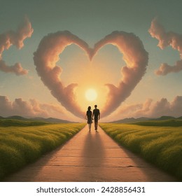 Path Heart Shaped Cloud Sun Rise AI-generated image 2466185083 ...