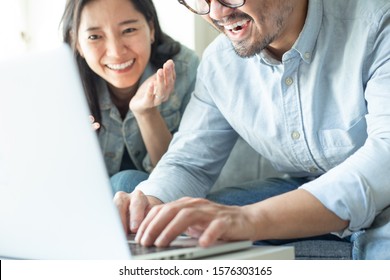 Couple Using Computerhand Typing Message On Stock Photo 1576303165 ...