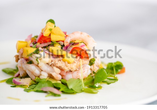 Crab Prawn Avocado Stack Mango Salsa Stock Photo 1913317705 | Shutterstock