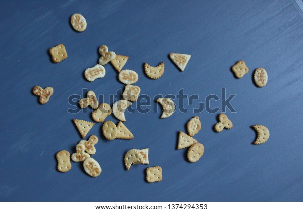 Cracker Different Shapes On Gray Background Stock Photo 1374294353 ...