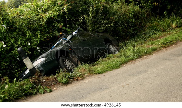 Crashed Car Ditch Stock Photo (Edit Now) 4926145