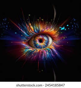 Crazy Color Exploding Eye Front View — изображение, созданное ИИ ...