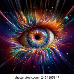 Crazy Color Exploding Eye Front View — изображение, созданное ИИ (2454185853) | Shutterstock