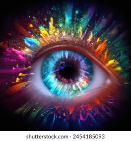 ภาพ Bright Multi-colored Sad Eye Which Colorful ที่สร้างโดย AI ...