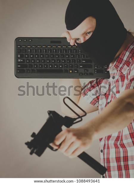 Crazy Hacker Man Unrecognizable Guy Wearing Stock Photo 1088493641 ...