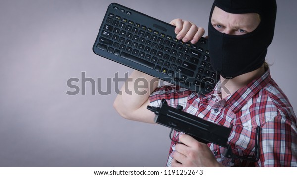 Crazy Hacker Man Unrecognizable Guy Wearing Stock Photo 1191252643 ...