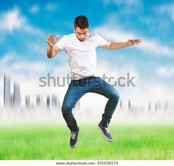 Crazy Man Jumping Stock Photo 335038574 | Shutterstock