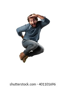 Crazy Man Jumping Surprised Expression Stock Photo 401101696 | Shutterstock